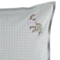 Light Blue + Coco Check Embroidered Pillowcase